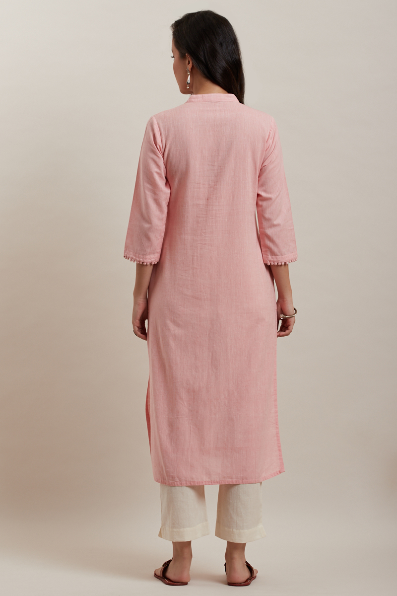 Buy Kashida Light Pink Kurta | Pink Kurtas for Women