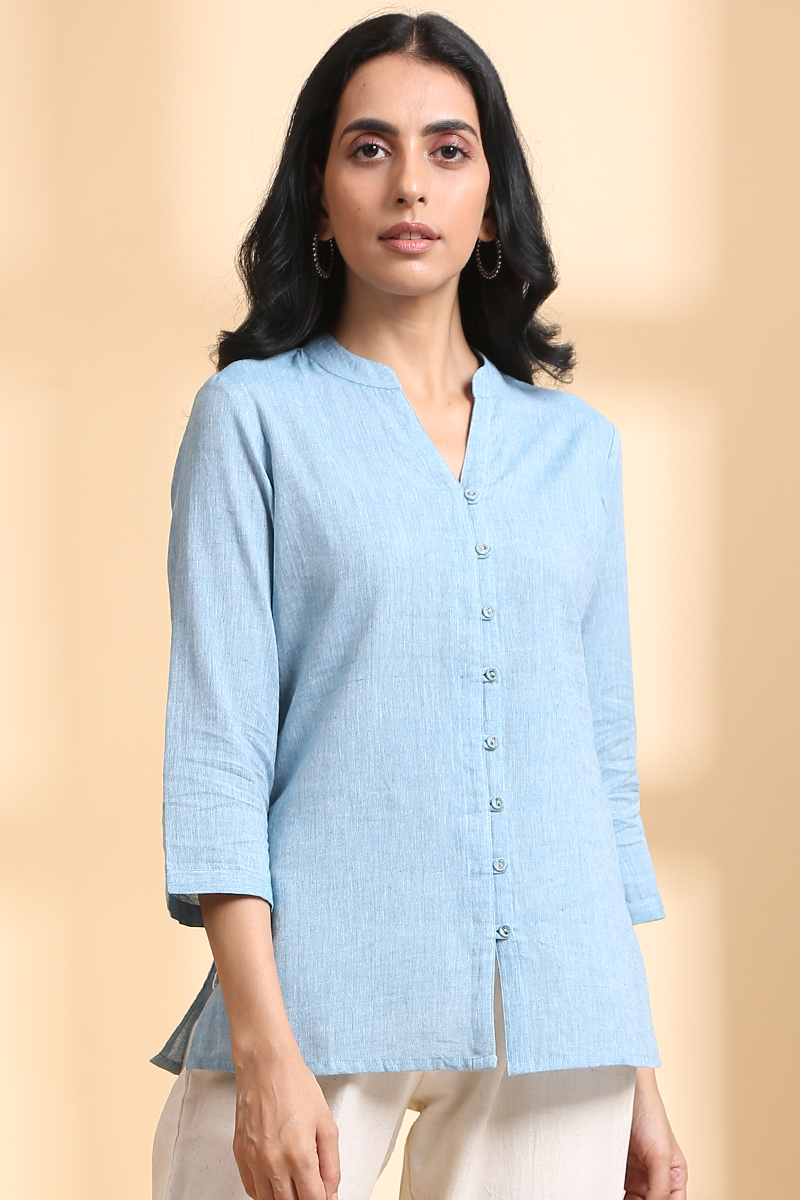 Buy Roza Sky Blue Top | Blue Tops for Women